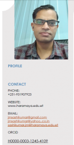 Sasikumar J Profile – College of Natural and Computational Sciences