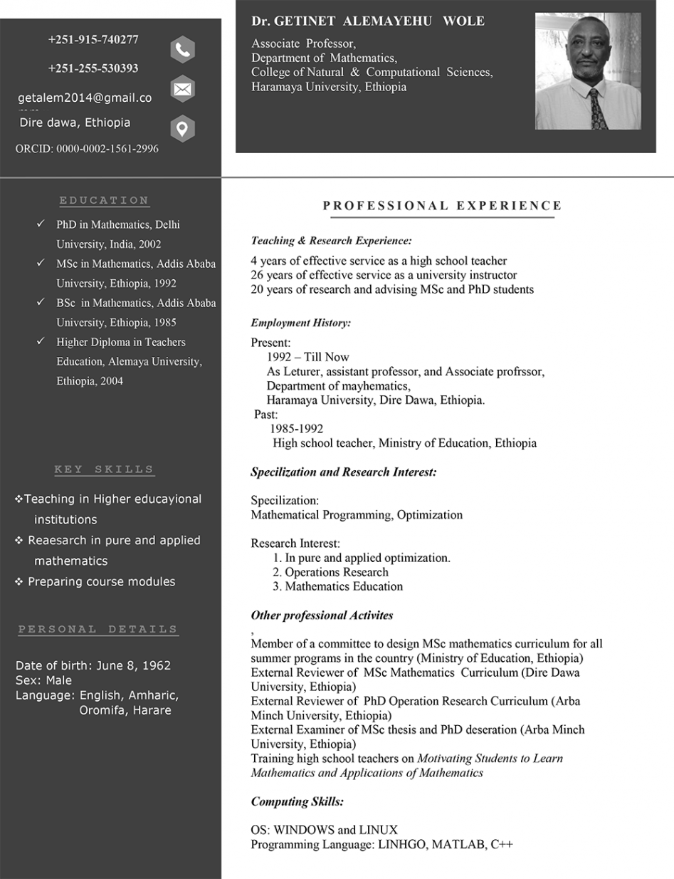 Getinet Alemayehu Profile – College of Natural and Computational Sciences